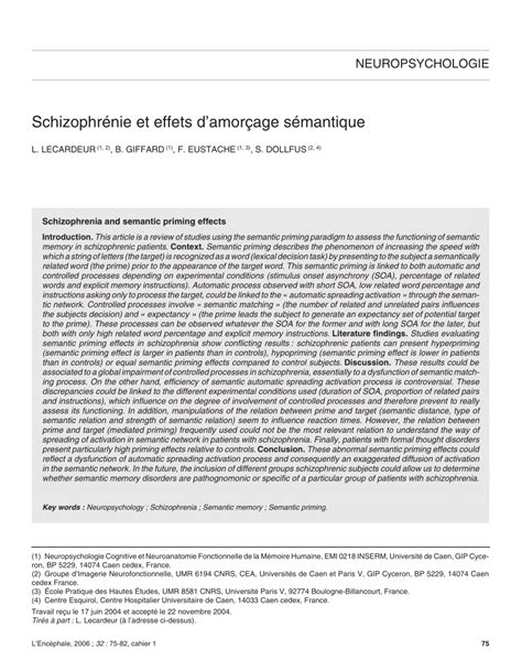 Pdf Schizophrenia And Semantic Priming Effects