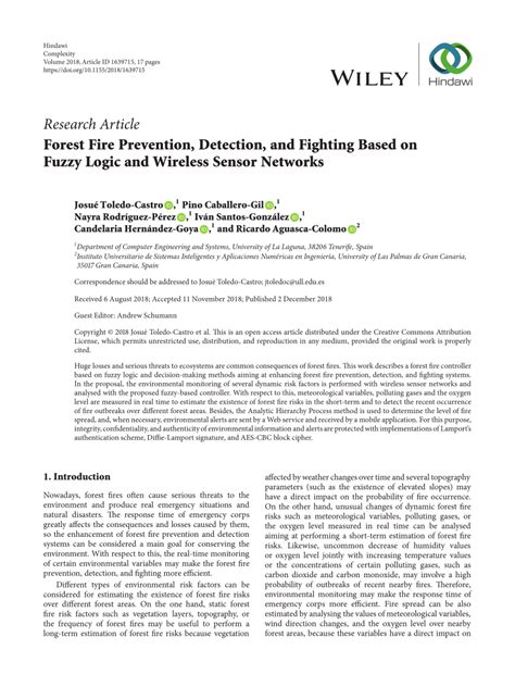 Pdf Forest Fire Prevention Detection And Fighting Based On Fuzzy