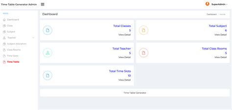 Time Table Generator System Project Phpgurukul