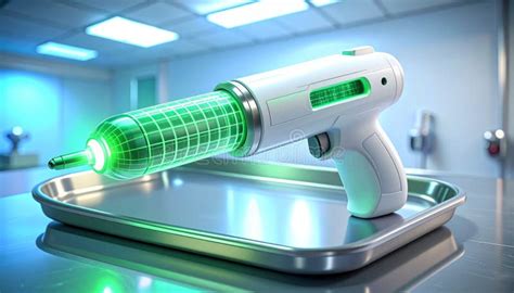 Advanced Medical Injector With Glowing Green Serum Stock Illustration