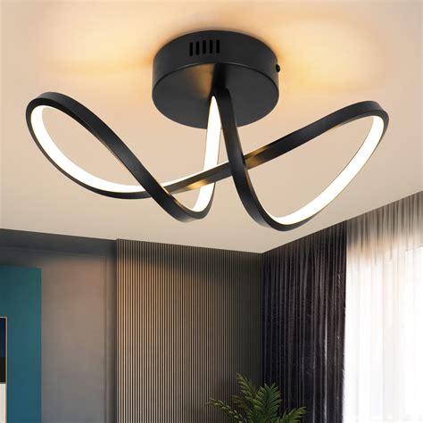 Nettlife Plafón Led Moderno Salón Negro 12w Interior 3000k Blanco