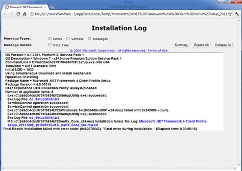 Microsoft Net Framework 4 Fatal Error During Installation 0x80070643 Windows 7 Forums