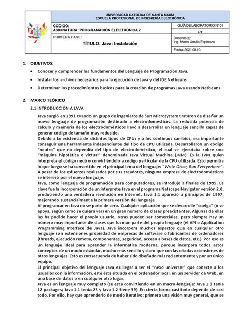Instalación De Java Y Netbeans Fundamentos Para El Desarrollo De Aplicaciones Pdf Java