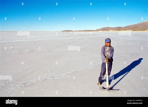 A Boy Resting While Extracting Salt In The Coipasa Salt Flats Oruro