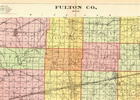 1909 Antique Fulton County Ohio Map Wauseon Delta Fayette Archbold