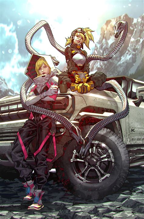 Kael Ngu Doctor Octopus Gwen Stacy Spider Gwen Marvel White Footwear Comic Cover Highres