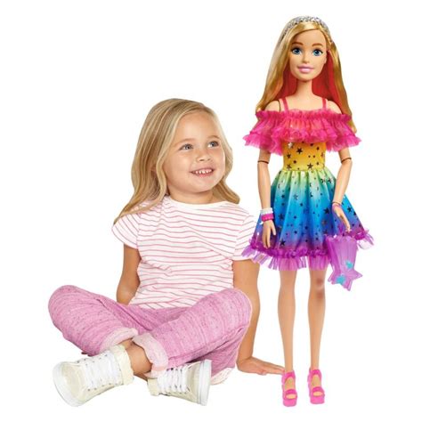 Muñeca Barbie Grande 28 Pulgadas De Alto Cabello Rubio Y Vestido De
