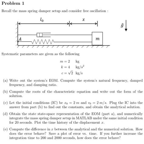 Solved Problem 1 Recall The Mass Spring Damper Setup And