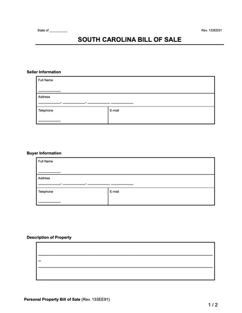 South Carolina Bill Of Sale Forms Pdf And Word Legaltemplates