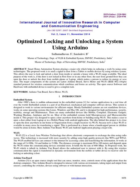 Optimized Locking And Unlocking A System Using Arduino Pdf Wi Fi