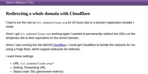 Redirecting A Whole Domain With Cloudflare Simon Willisons Tils