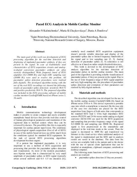 Pdf Paced Ecg Analysis In Mobile Cardiac Monitor