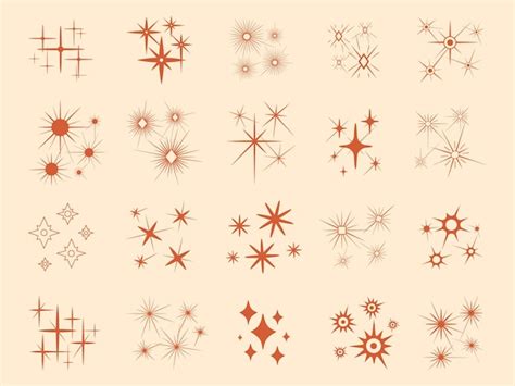 광선 복고풍 로고가 있는 평면 별 빛나는 추상 디자인 요소 현대적인 스파클 보호 기호 빛나는 크리스마스 최소한의 괜찮은 벡터 별 빛 그래픽 햇살 레이 그림 프리미엄 벡터