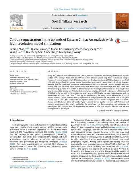 Carbon Sequestration In The Uplands Of Eastern China An Analysis With