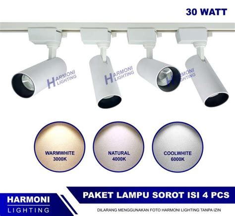 Jual Paket Isi 4 Lampu Rel Sorot Led Track Light Rell Spotlight 30 Watt Di Seller Aj Store