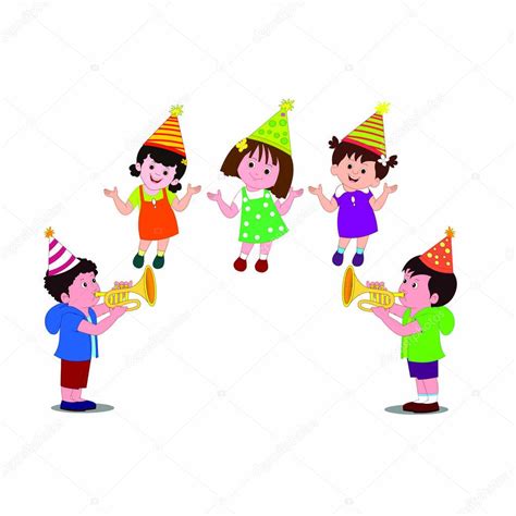 Niños En Una Fiesta Imagen Vectorial De Dibujos Animados 2024
