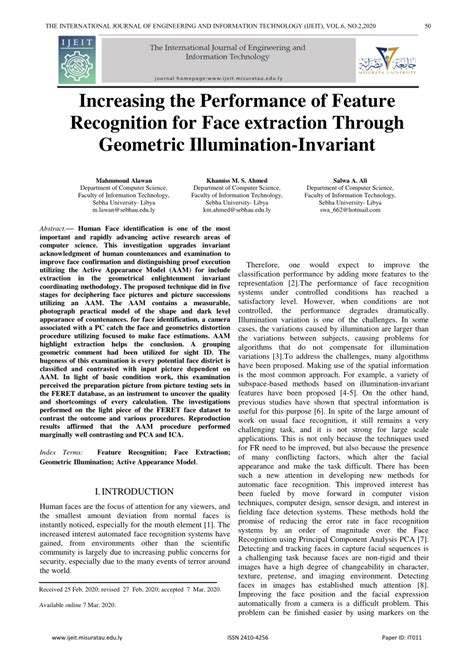 Pdf Increasing The Performance Of Feature Recognition For Face Extraction Through Geometric