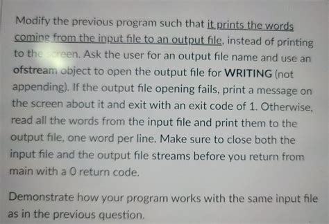 solved modify the previous program such that it prints the