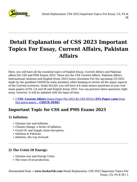 Detail Explanation Css 2023 Important Topics For Essay Ca Pa And Ir