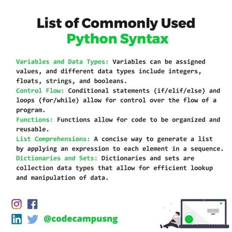 Learn Python Syntax With Codecampusng Code Campus Posted On The Topic