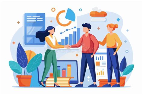 Two Individuals Engage In A Handshake With A Data Analyst While Discussing Business Analytics