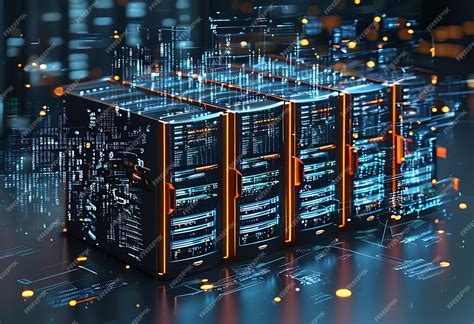 Futuristic Data Center Glowing Servers Complex Network Visualizes Power Of Data Tech Premium