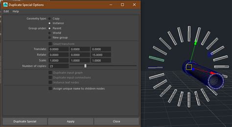 Maya Duplicate With Transform Duplicate As Mesh Reference A