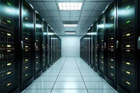 Power Hub Server Room Interior In A High Tech Datacenter Created With