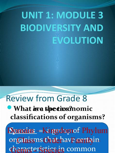 Unit 1 Module 3 Biodiversity And Evolution Pdf Biodiversity