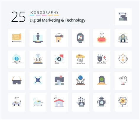 Free Vector Digital Marketing And Technology 25 Flat Color Icon Pack Including Security Heart