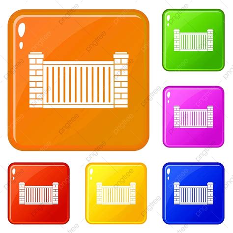 6 Color Vector Png Images Home Fence Icons Set Collection Vector 6 Color Isolated On White