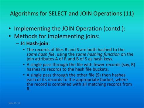 Adbms 38 Algorithms For Select And Join Operations Pptx Databases