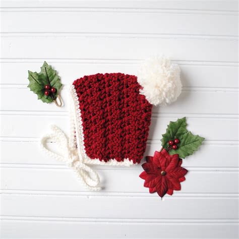 Christmas Pixie Bonnet Crochet Pixie Bonnet Red Newborn Pixie Bonnet