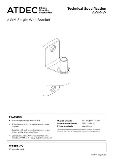ATDEC Atdec HD Wall Mount Black AWM W B