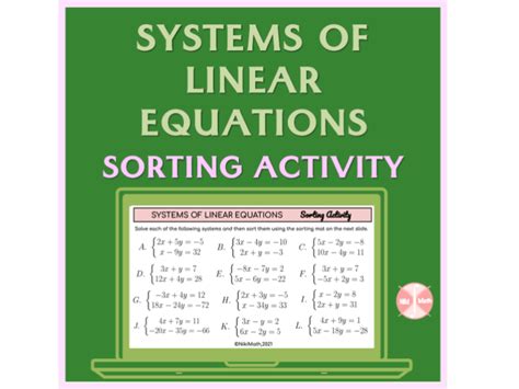 systems of linear equations with 2 variables sorting activity