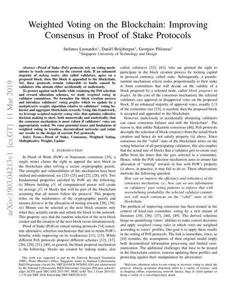 Weighted Voting On The Blockchain Improving Consensus In Proof Of