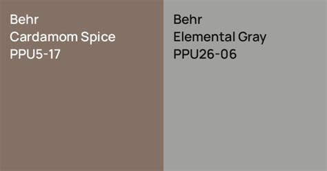 Behr Cardamom Spice Vs Behr Elemental Gray Comparison