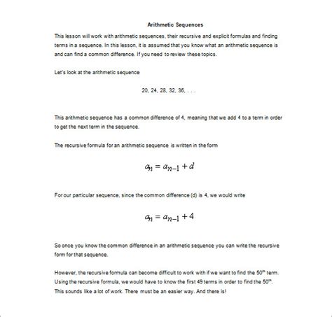 Arithmetic Sequence Worksheet Pdf Free Worksheets Samples