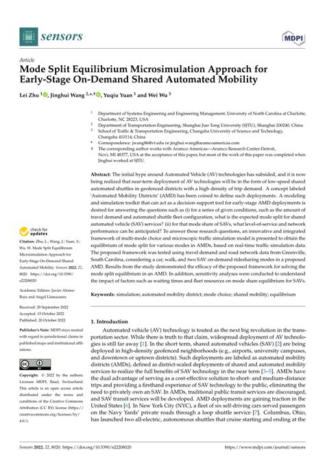 PDF Mode Split Equilibrium Microsimulation Approach For Early Stage On Demand Shared Automated