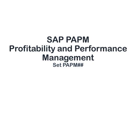 Sap Profitability And Performance Management