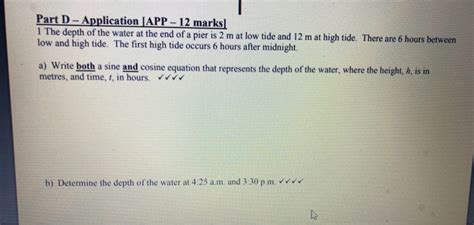 solved part d application [app 12 marks] 1 the depth of