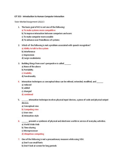 Tma Cit353 Pdf Humancomputer Interaction Computer Engineering