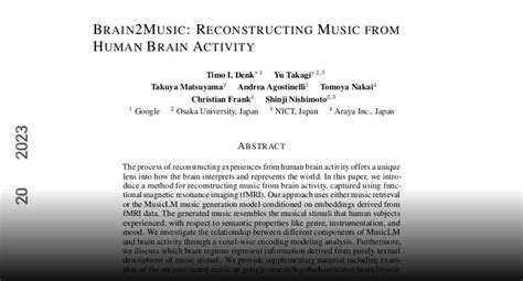 Brain2Music Reconstructing Music From Human Brain Activity Lifeboat