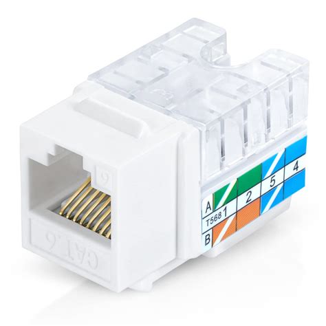 Everest Media Solutions 90° Angled Cat65e Keystone Jack In White Slim Profile Rj45 Ethernet