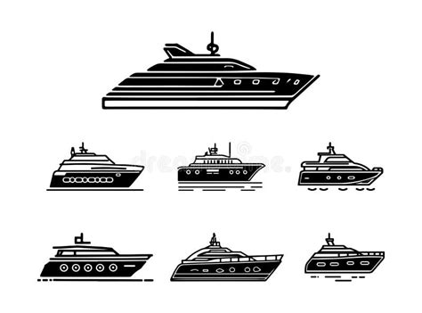 Yacht Icon Set Yachts Motor Boats Linear Icons Stock Vector Illustration Of Vessel