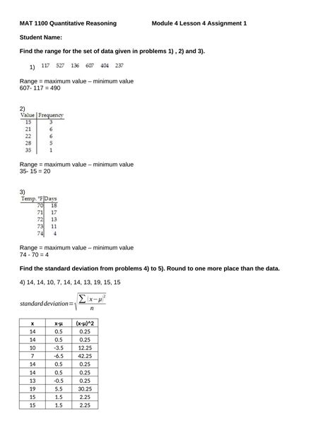 Quantitative Reasoning Mat 1100 Statistics Assignment