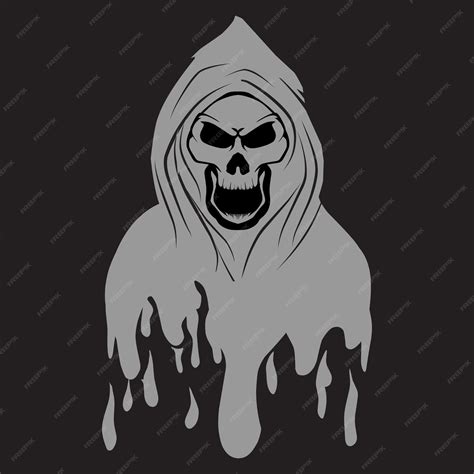 Personaje De Calavera Dibujado A Mano En Diseño En Blanco Y Negro