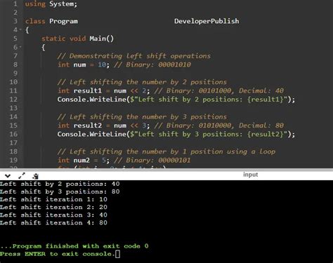 c program to demonstrate left shift operations