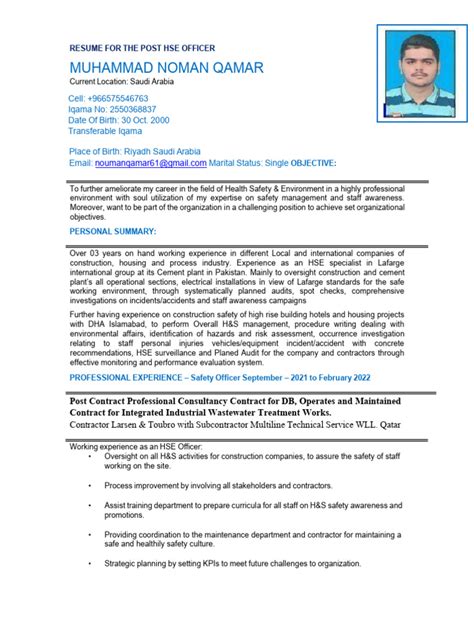 Muhammad Noman Qamar Hse Ksa 3 Download Free Pdf Safety Business