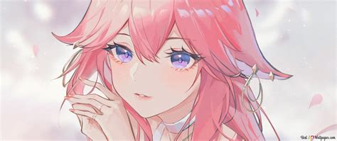 Sweet Dream Girl Yae Miko Genshin Impact K Wallpaper Download